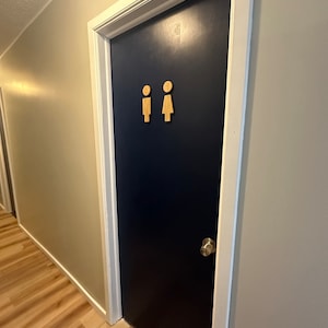 Natural Oak Wood Restroom Sign, Wooden Door Plate, Male and Female ...