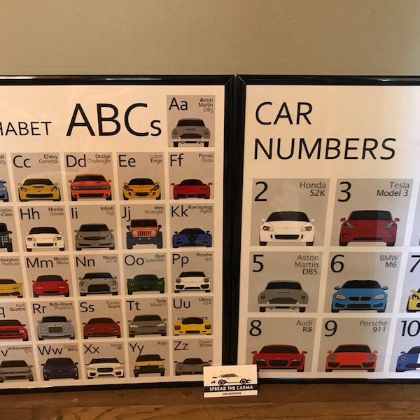 ABC Alphabet Car Nursery Car Poster Children and Kids, Covering A to Z ...