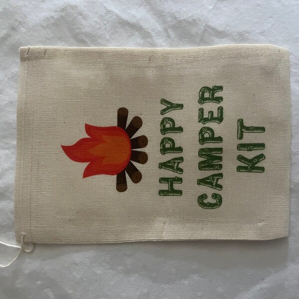 Happy Camper Multi Colors - Camping Party Favor Bag -drawstring Cotton ...
