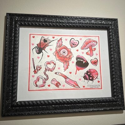 Heart Tattoos Heart Tattoo Flash Sheet Print Gemstone Tattoos ...