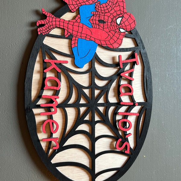 Spiderman Name Sign. Baby Door Hanger Hospital Boy. Spiderman Laser ...