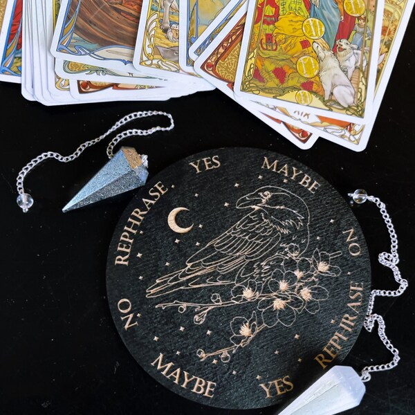Raven Sakura Wood Pendulum Board | Cherry Blossom Flowers | Laser ...