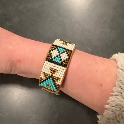 Handmade Native Inspired Beaded Cuff Bracelet, Authentic Jewelry ...