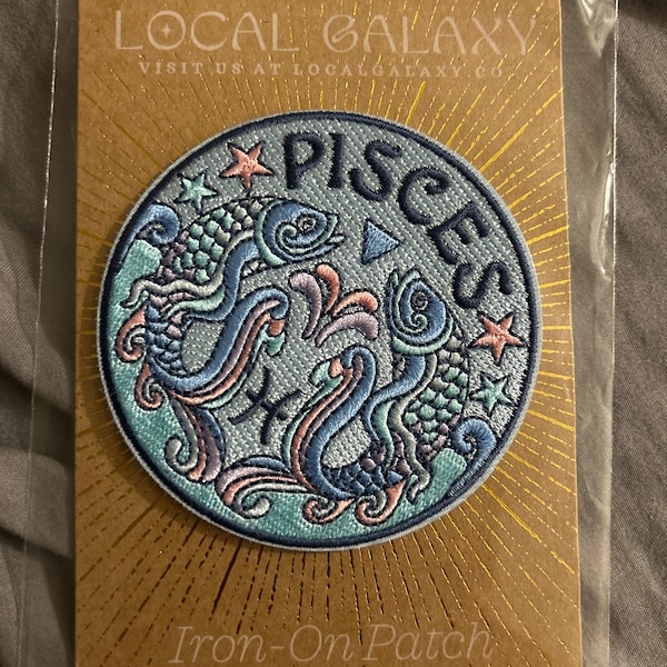 Zodiac Iron on Patch - 70s Art Nouveau Boho Embroidered Patches - Aries ...