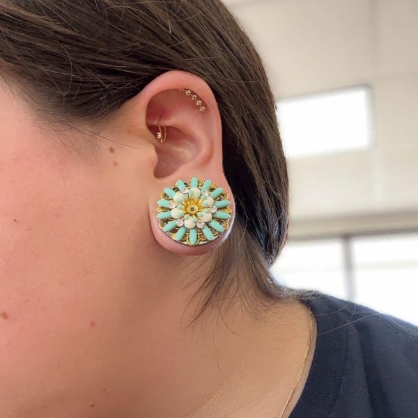 Girly Stud Earrings to 1/2” Metal Daisy Ear Plugs, Vintage Style Flower ...