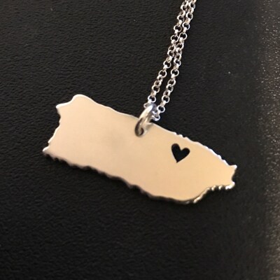 PUERTO RICO Map Handmade Personalized Sterling Silver .925 Necklace - Etsy