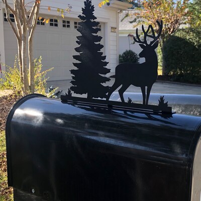 Deer With Pine Tree Mailbox Topper / Sign Hardware Included Buck - Etsy