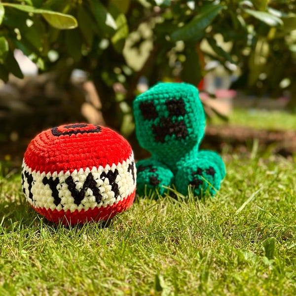 Crochet Pattern (PDF File): Minecraft Baby Creeper and TNT Plushies ...