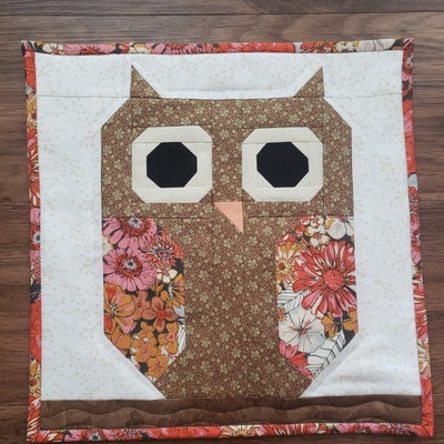 Classic Cute Owl Quilt Block Pattern Bird Animal PDF includes Instructions for 6 Inch, 12 Inch ...