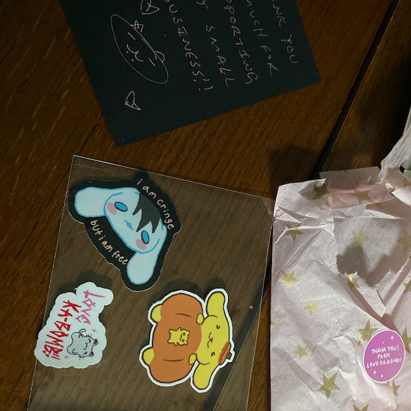 Sanrio Inspired Cute Yellow White Dog Bunny Cat Emo Cringe Sticker Cute ...