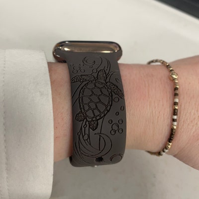 Sea Turtle Laser Engraved Silicone Watch Band, Personalized Watch Strap ...