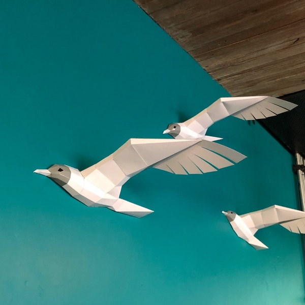 Papercraft Gull 3D Sculpture, DIY Paper Craft Template, Seagull Origami ...