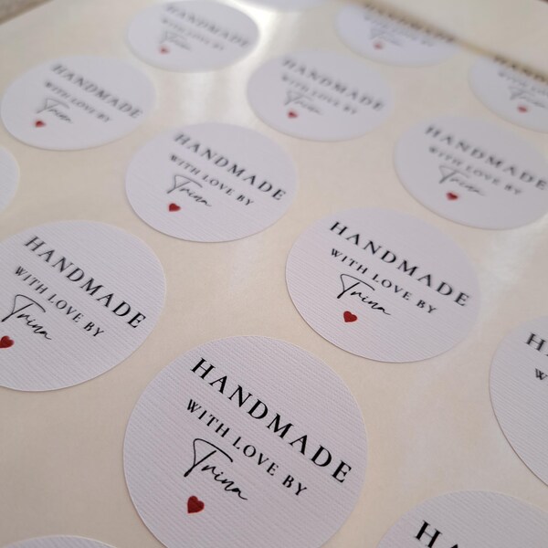 Personalised Handmade With Love Sticker // Custom Business Stickers ...