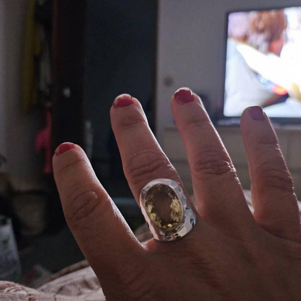 Kingman Pink Dahlia & Pearl Ring, 925 Sterling Silver Ring, Two Tone ...