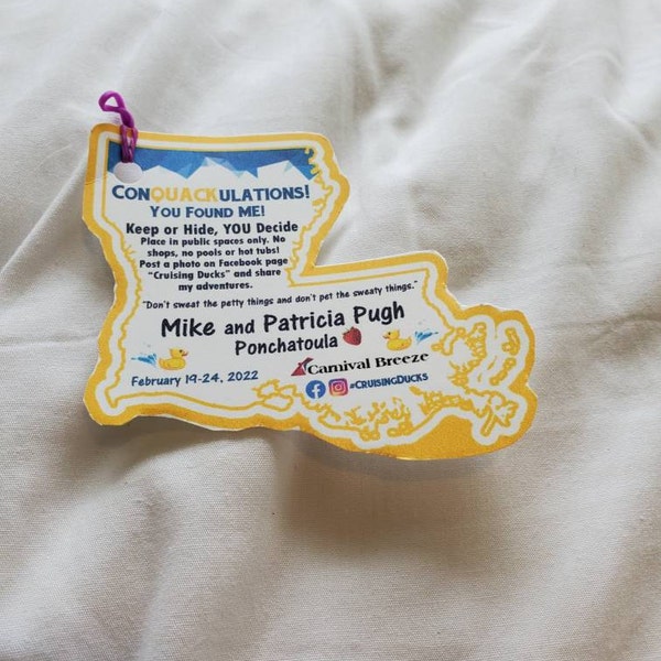Louisiana Shaped Duck Tags| Customized With YOUR Personal Info| RCL NCL ...