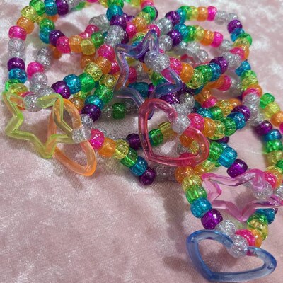 UV Hearts & Stars Kandi Bracelets,glitter Bracelets,kandi Singles,rave ...