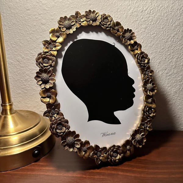 Custom Classic Silhouette Portrait on Gingham Digital Print ...