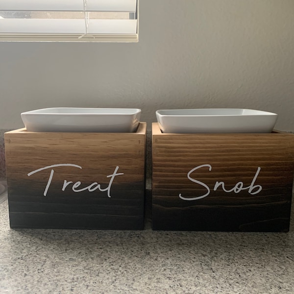 Modern Square Dog Bowl Set | Elevated Pet Feeder | Porcelain Pet Bowls ...
