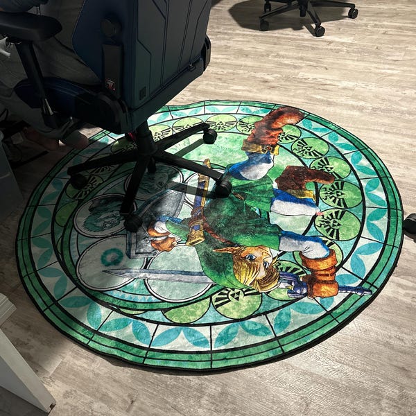 Zelda Hyrule Symbol Rug, Gaming Chair Mat, Gamer Round Carpet, Zelda ...