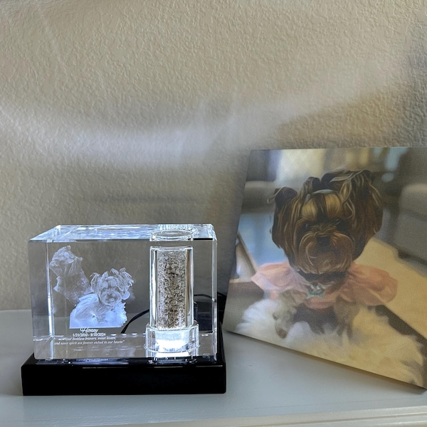 Custom Crystal Urn With 3D Picture Holds Ashes - Personalized Cremains ...