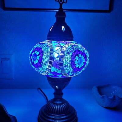Blue Mosaic Table Lamp, Turkish Lamp, Mosaic Night Light, Turkish ...