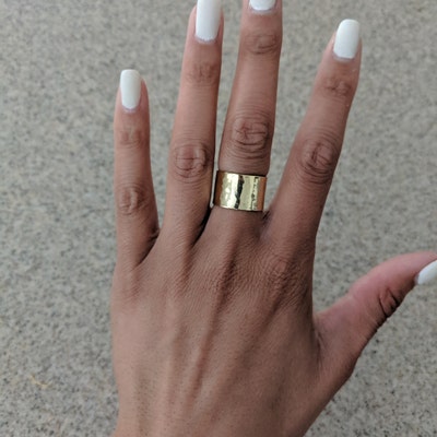 Boho Hammered Jewelers Brass Wide Thumb Ring, Adjustable Ring Available ...