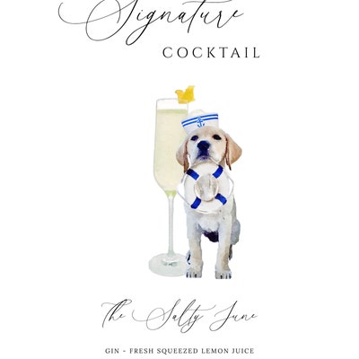 Watercolor Signature Cocktail Sign - Etsy