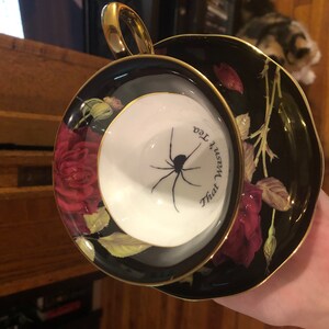 Gorgeous Black and Gold Tea Set With Black Rose Design Bat - Etsy