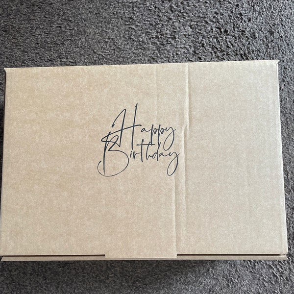 Happy Birthday Empty Hand Stamped Kraft Gift Boxes. Eco-friendly Royal ...