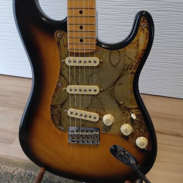 Engraved Telecaster Pickguard & Control Plate Hand Painted Gilded With ...