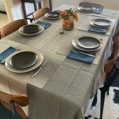 Color Block Rusty Linen Tablecloth Rust Soft Linen - Etsy UK