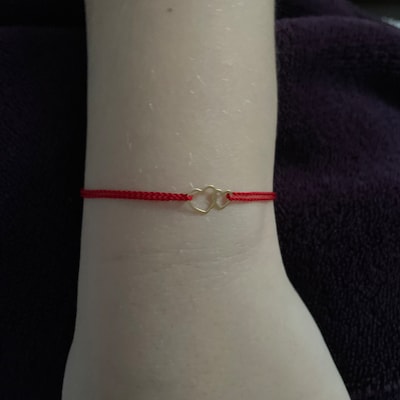 14k Gold Tube Red String Bracelet Silk Cord Red String - Etsy Canada