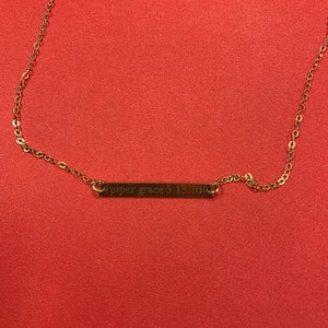 Skinny MINI Bar Necklace, Personalized Gold Bar, Customized Gold Bar ...