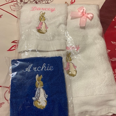 Peter Rabbit Bath Towel Gift Set Beatrix Potter/ Personalised Towel Set ...
