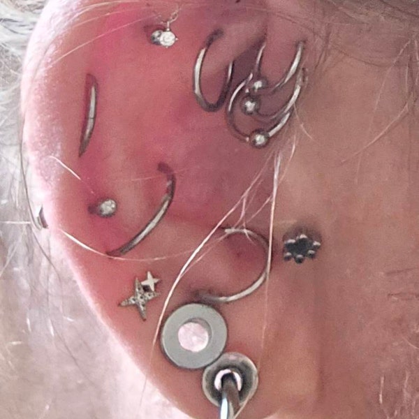 14K Solid Gold Vertical Helix Piercing/hidden Rook Dangle Earring ...