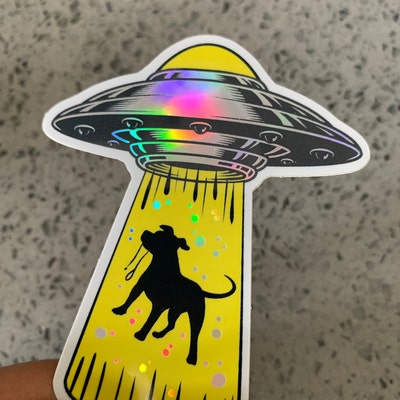 Flailing Cat / UFO Abduction Sticker Holographic Decal - Etsy