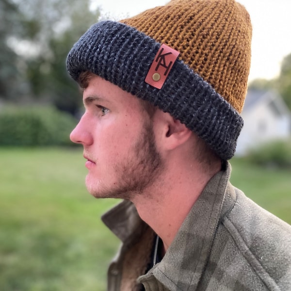 Men's Reversible Knit Beanie: Double Layer Winter Hat - Etsy