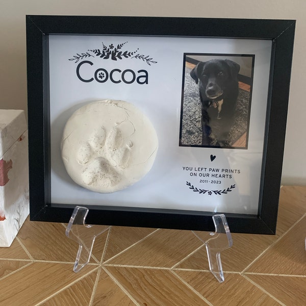 Pet Memorial Shadow Box: Custom Paw Print Holder for Clay or Ink Paw or ...