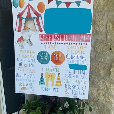 EDITABLE Circus Birthday Board, Carnival Board, Birthday Milestone ...