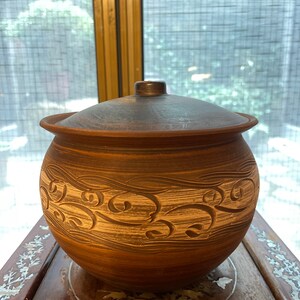 Handmade Ceramic Pot With Handles and Lid Red Clay Saucepan | Etsy