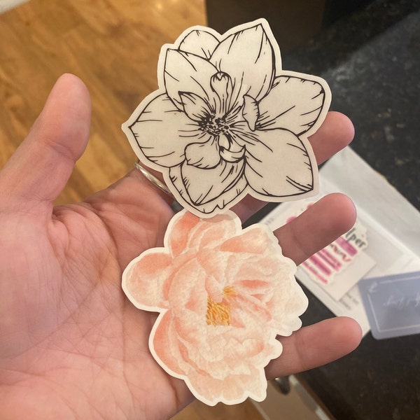Pink Peony Sticker, Pink Peony Vinyl Sticker, Watercolor Peony Sticker ...