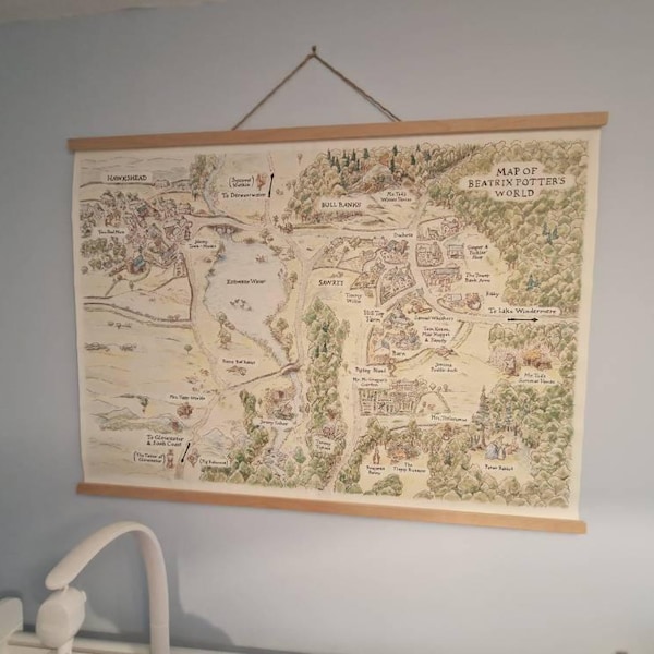 Peter Rabbit Watercolor Hanging Map - Kids Room Wall Decor - Nusery ...