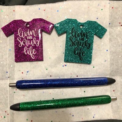 Scrub Life Glitter Keychain - Etsy