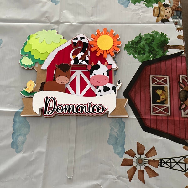 Farm Cake Topper, Farm Birthday Decor, Barn Cake Topper. - Etsy