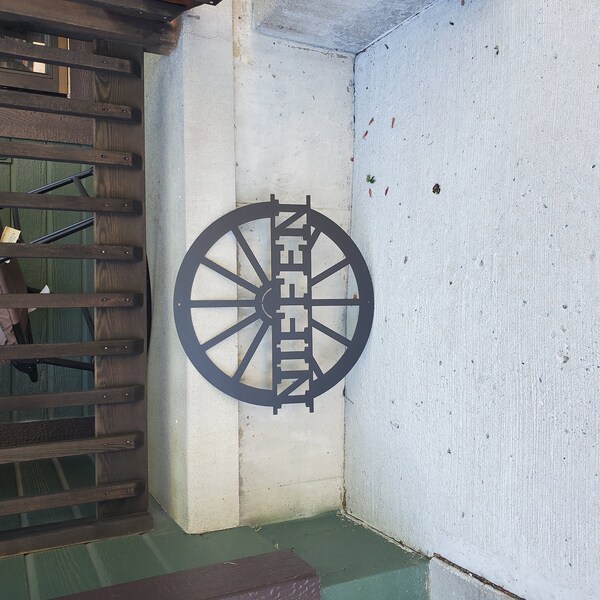 Wagon Wheel Family Name Sign | FREE SHIPPING | Personalized Metal ...