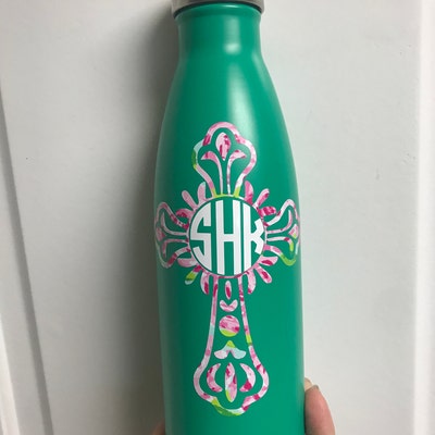 Christian Cross Monogram Decal Monogram Sticker Yeti Decal - Etsy