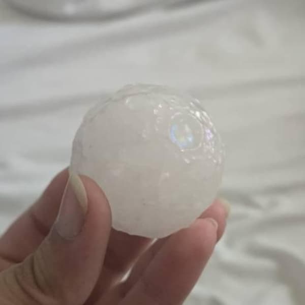 Angel Aura Quartz Moon Sphere, Rainbow Crystal Sphere Ball, Aura Quartz ...