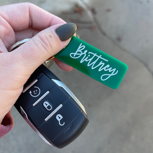 Colorful Rectangle Keychain | Back to School | Custom Calligraphy Name ...