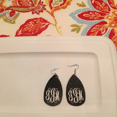 Faux Leather Monogrammed Earrings Personalized With Your Monogram ...