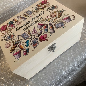 Arts and Crafts Box Personalised Art Box Wooden Arts and Crafts Storage ...